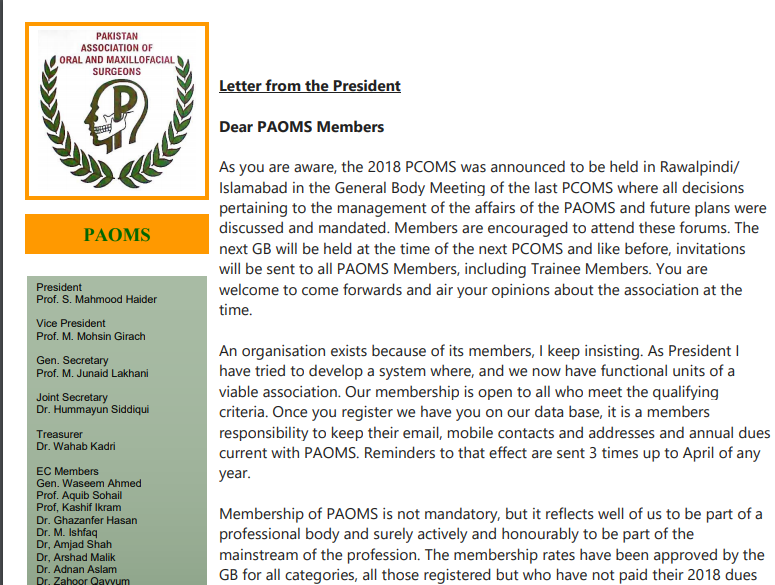 Pakistan Association of Maxilofacial Surgeons